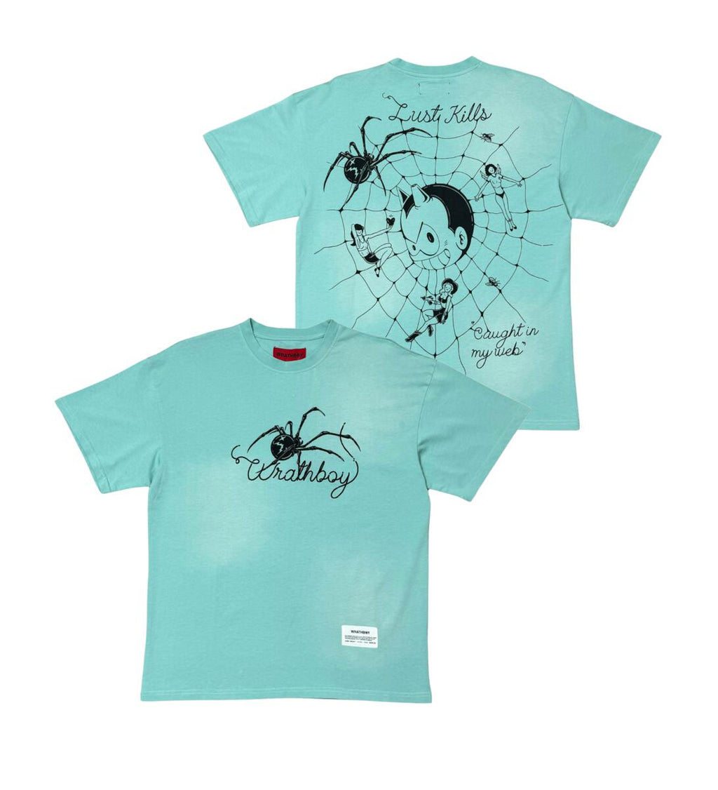 Wrathboy CAUGHT IN WEB TEE (SAGE) – The Shop 147