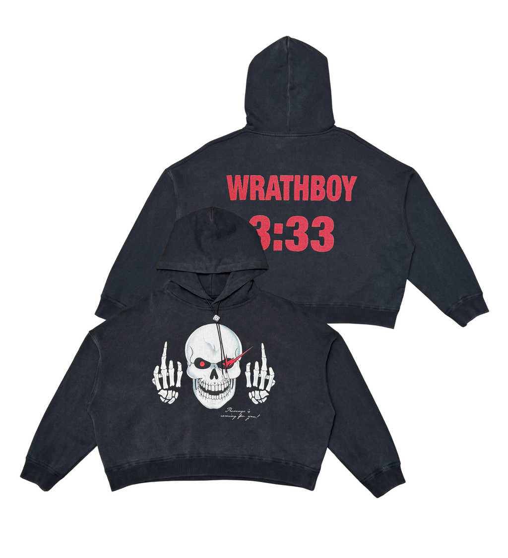 Wrathboy WB 3:33 CROP HOODIE (BLACK) – The Shop 147