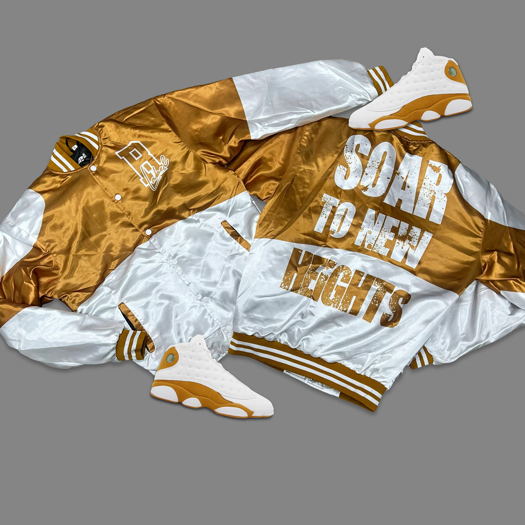 RETRO LABEL SOAR NEW HEIGHTS SATIN JACKET (RETRO 13 RETRO WHEAT) – The ...